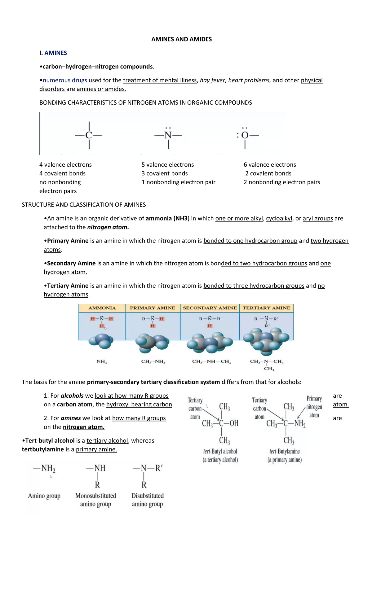 Week 17 Lecture Notes: Introduction to Amines and Amides - Studocu