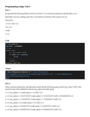[Solved] can I have the the code and its output Think Python How to think - Programming Assign ...