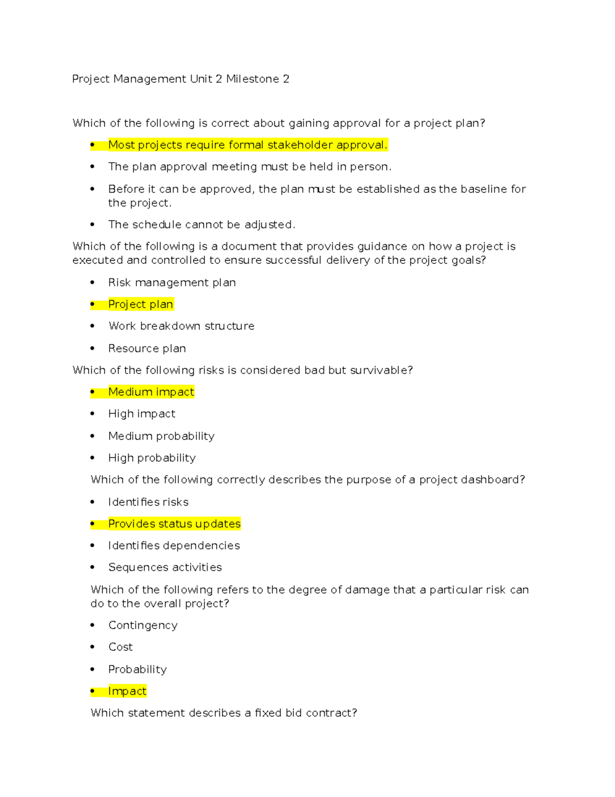 Project Management Unit 2 Milestone 2 - Project Management Unit 2 ...