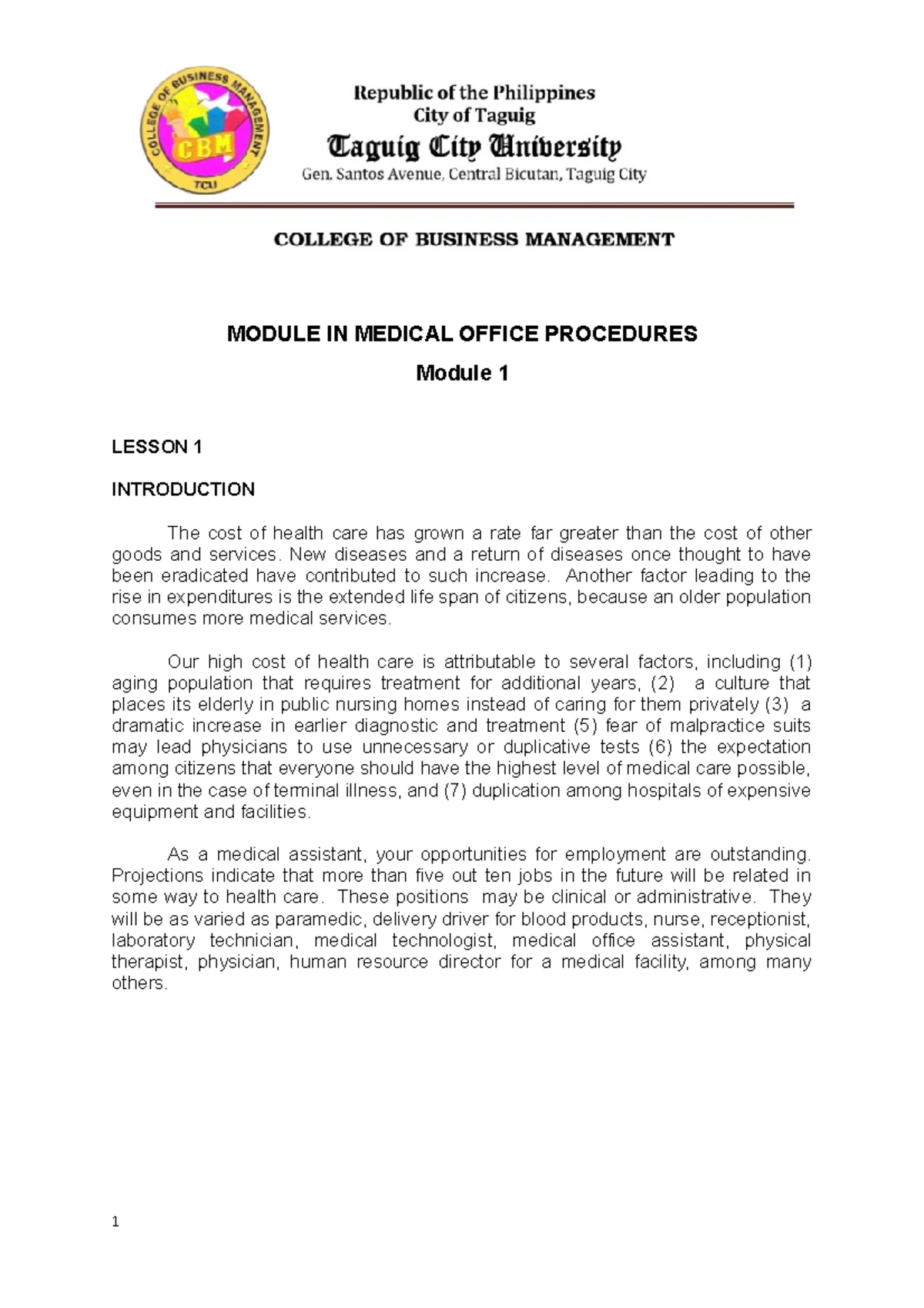 Medical- Office- Procedures - MODULE IN MEDICAL OFFICE PROCEDURES ...