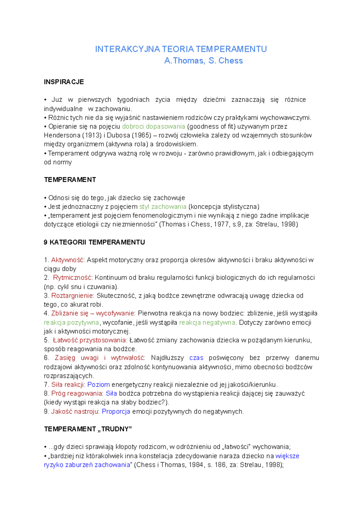 Psychologia różnic indywidualnych - Temperament i jego Teorie - Studocu