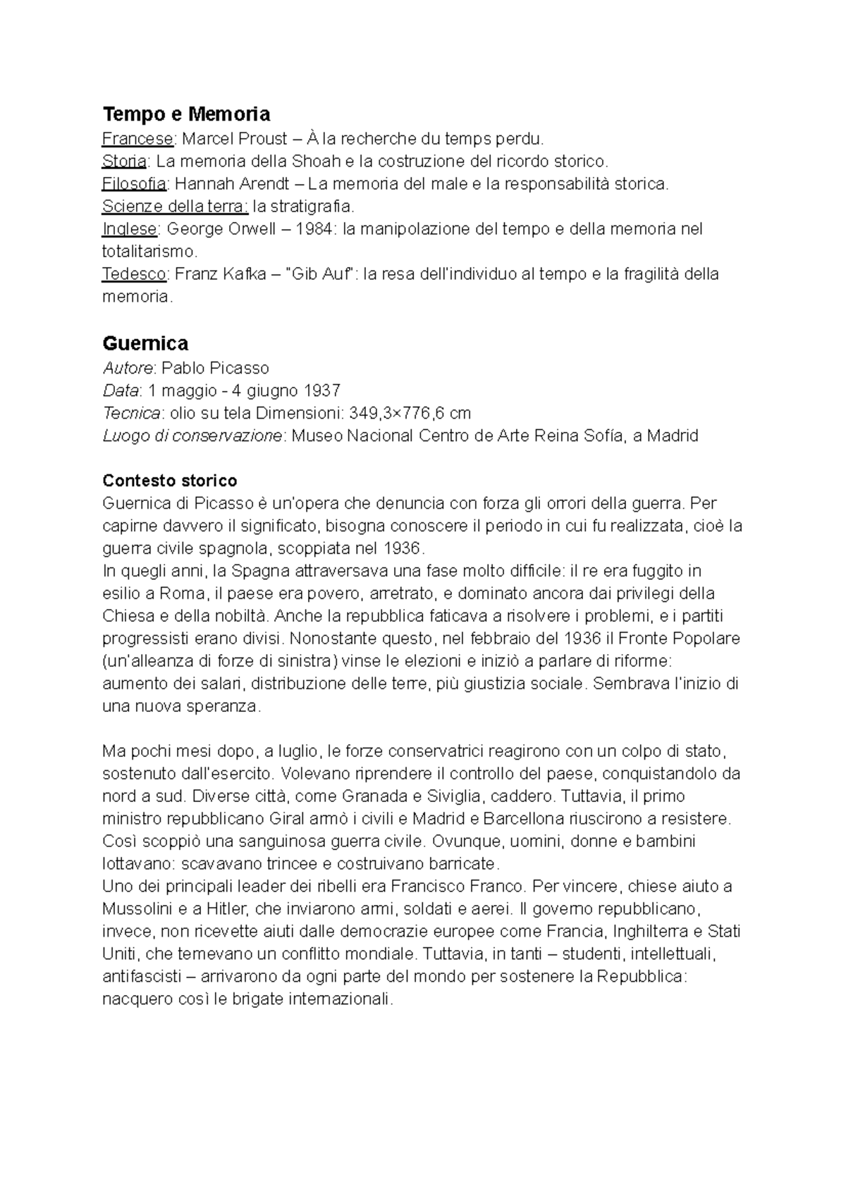 Arte: Tempo e Memoria - Guernica di Picasso e la Guerra Civile Spagnola ...
