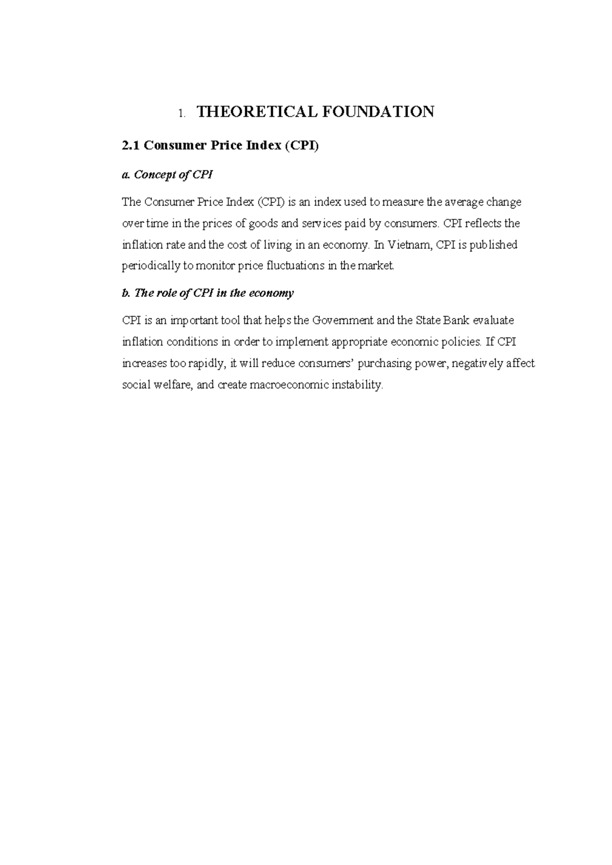 CPI and Energy Prices: Impact on Inflation in Vietnam - ECON 101 - Studocu