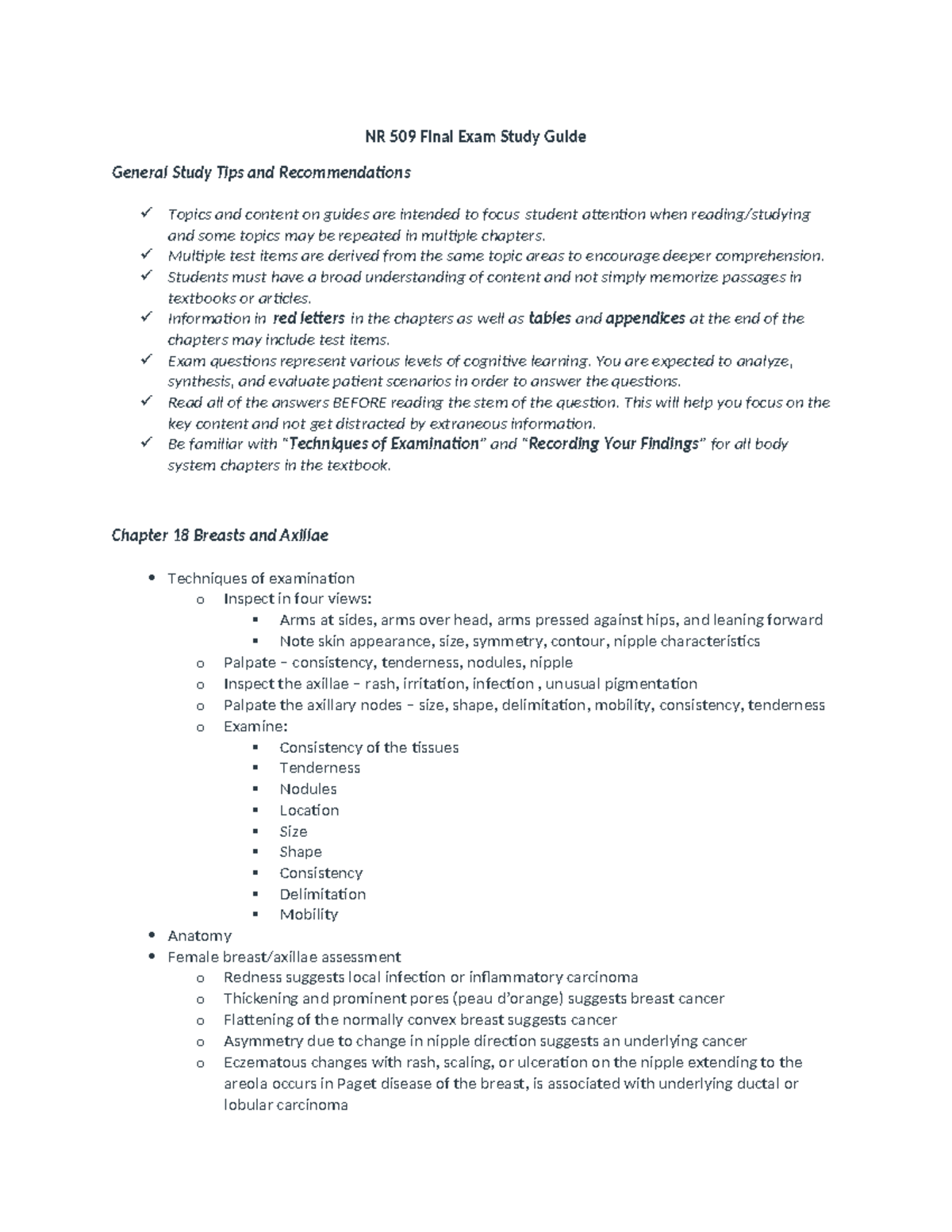 NR509 Final Exam Study Guide - Comprehensive Review Notes - Studocu