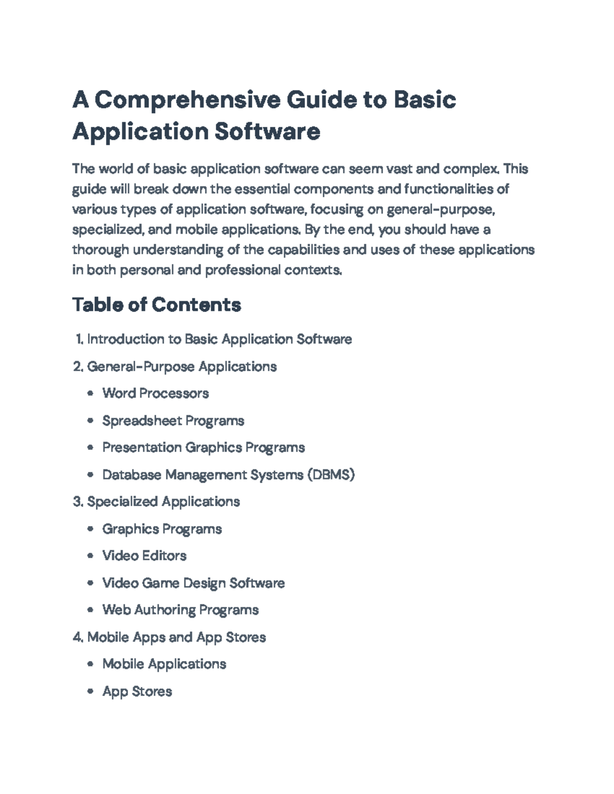 Comprehensive Guide to Basic Application Software (IT101) - A Comprehensive Guide to Basic - Studocu