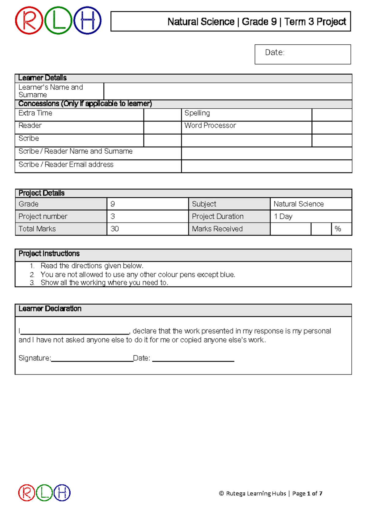 Grade 9 Natural Science Project | Term 3 Guidelines & Assessment - Studocu