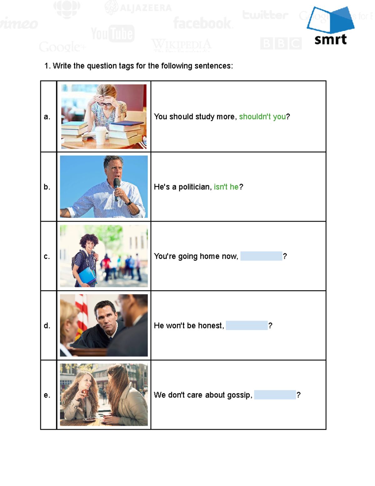 ENGL120 Grammar: Question Tags & Intonation Practice Guide - Studocu