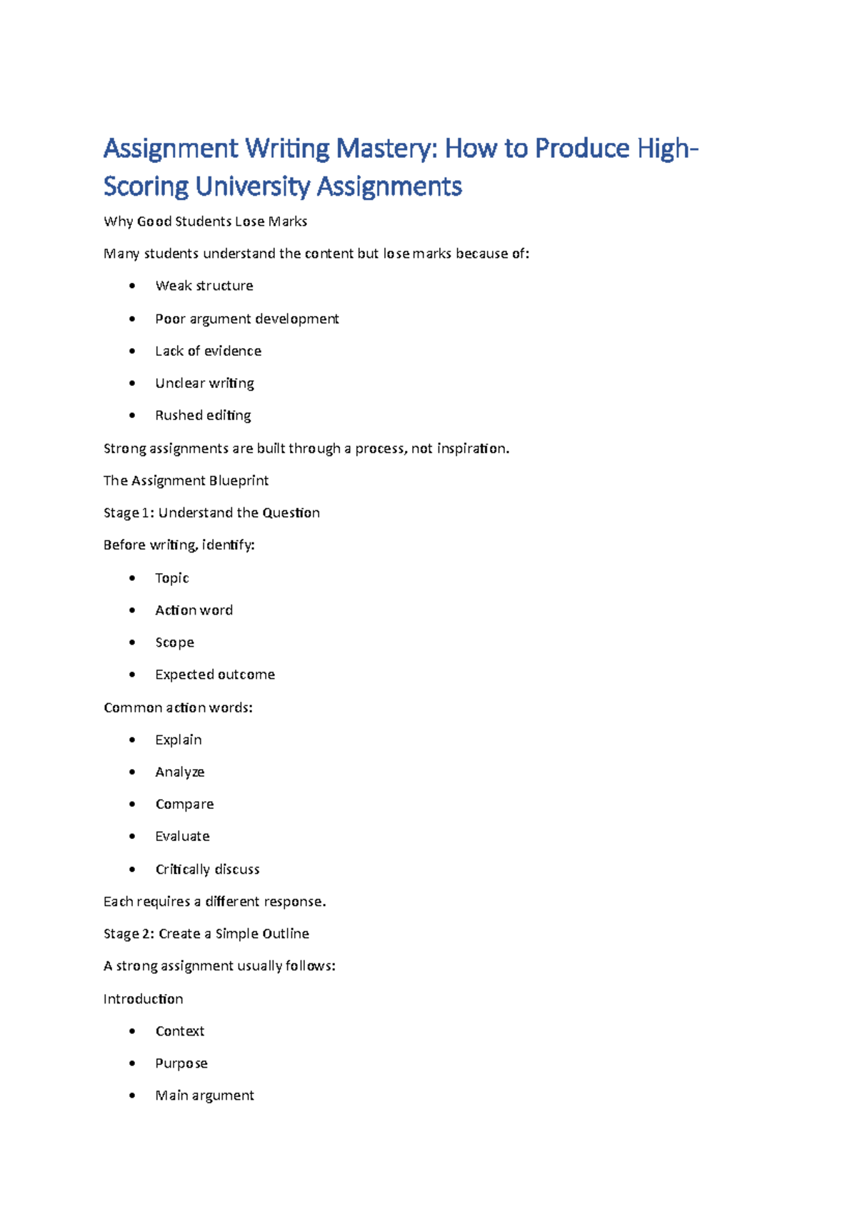 Assignment Writing Mastery: High-Scoring Strategies for Uni Assignments ...