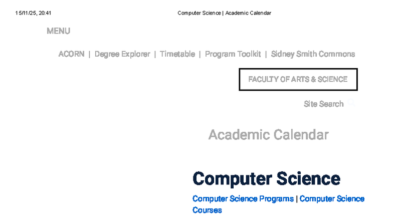 Computer Science Academic Calendar 20:41 - Programs & Courses Overview ...