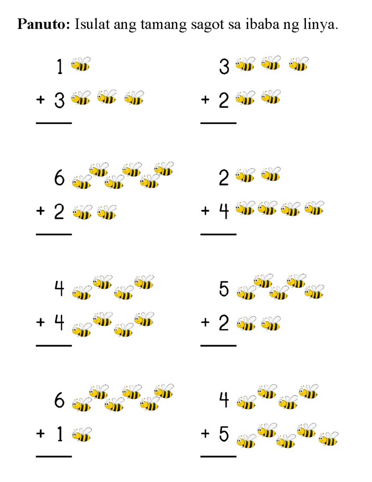 ADD UP TO 10 - add - education - Panuto: Isulat ang tamang sagot sa ...