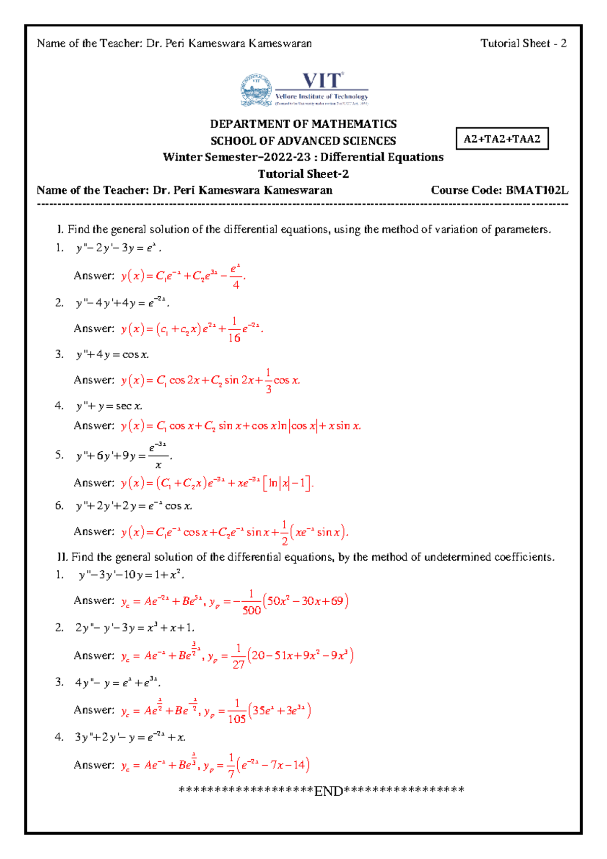 3-The particular Integral by Method of undetermined coefficients-21-02 ...