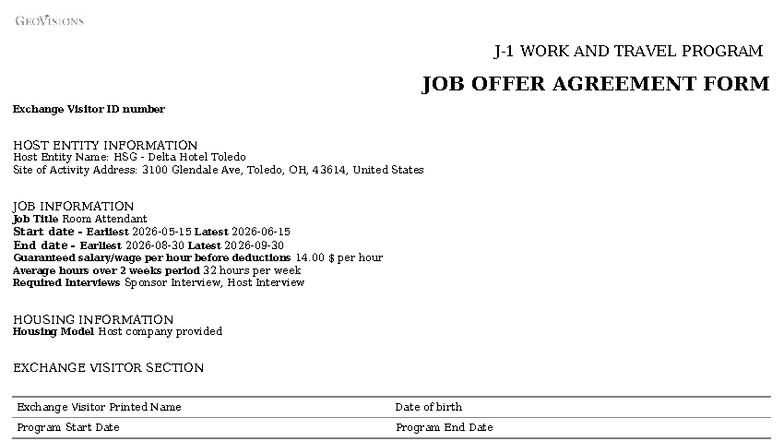 23218 - Work and Travel Program Job Offer Agreement Form - Studocu