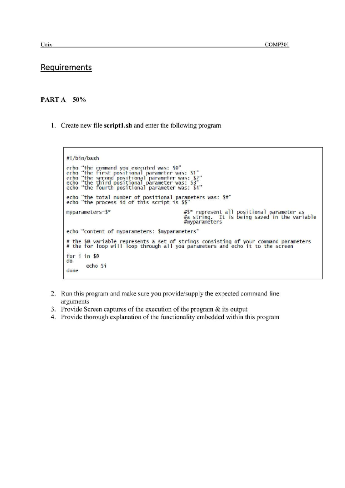 Unix COMP301 Assignment 2: Script Creation and Execution Guide - Studocu