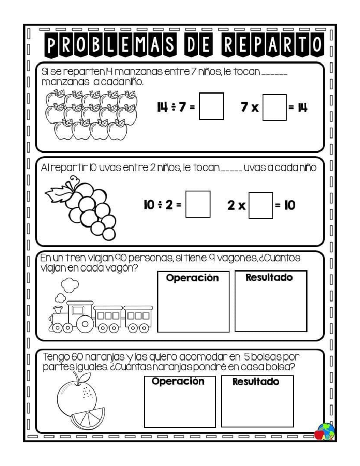 Problemas de Reparto para Tercer Grado - Actividades Educativas - Studocu