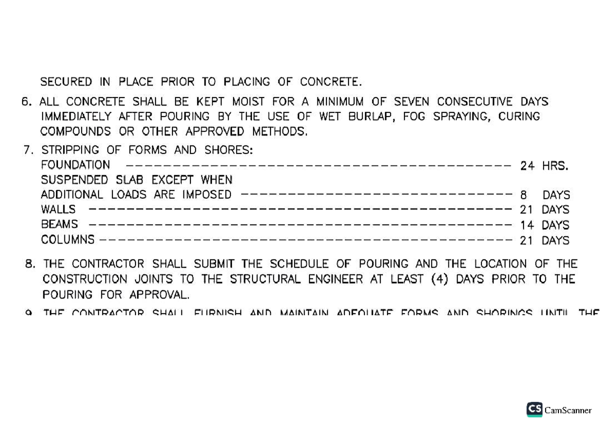 SEC 101: Concrete Curing and Form Stripping Guidelines - Studocu