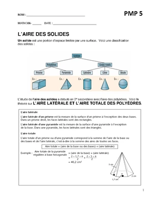 Ch5 - MATH 306 - Aire des Solides: Formules et Calculs - Studocu