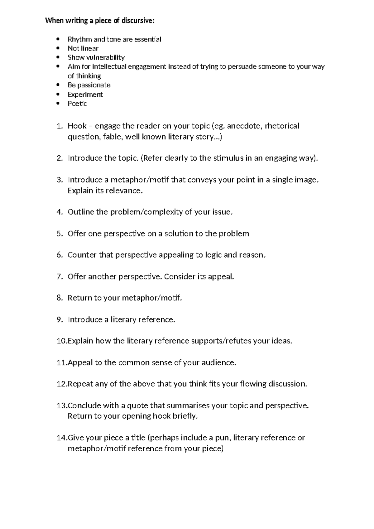 Discursive Writing Template: Strategies for Engaging Essays - Studocu