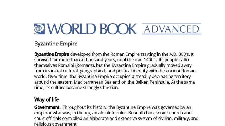 Byzantine Empire Overview: History, Culture, and Society - Studocu