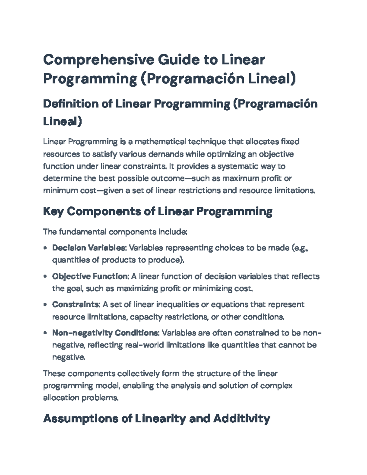 Comprehensive Guide to Linear Programming (Programación Lineal ...