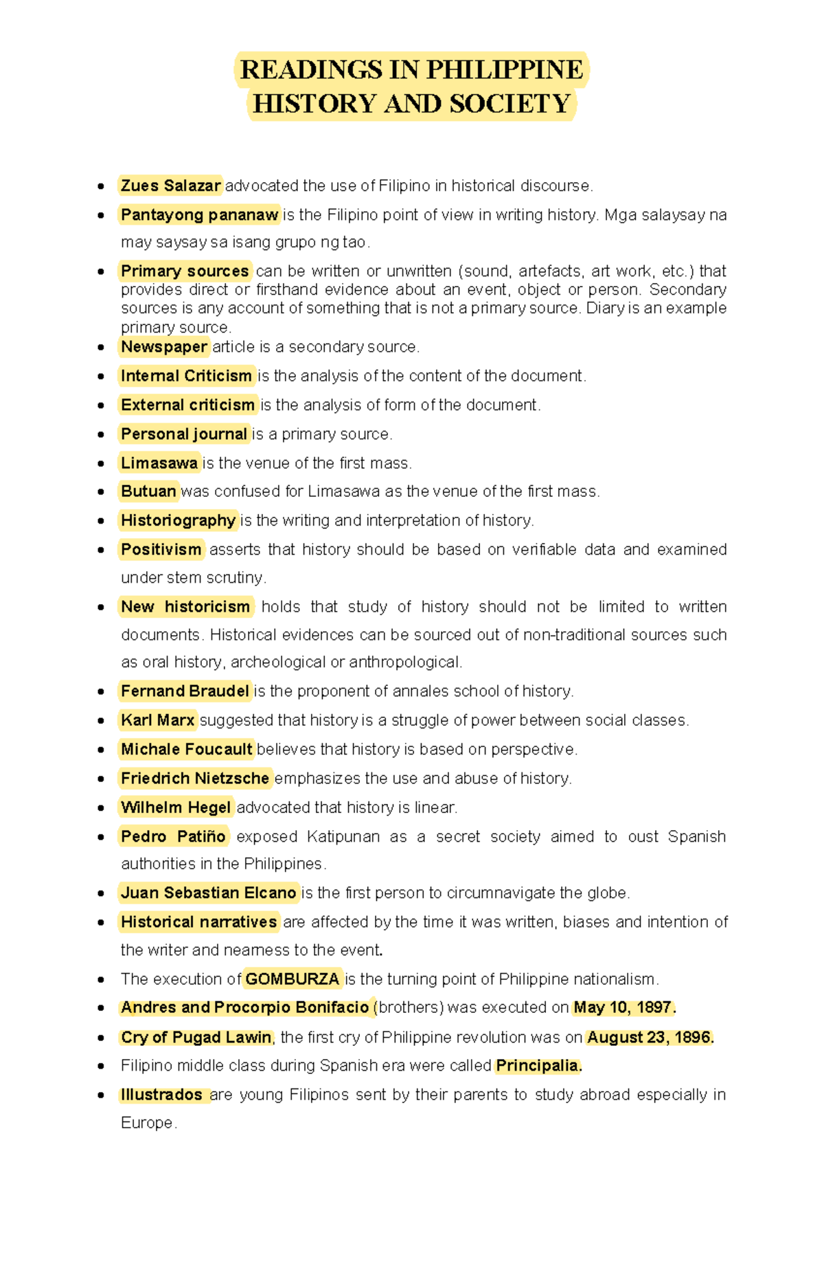 03. Readings in Philippine History and Society - GEN ED Notes - Studocu