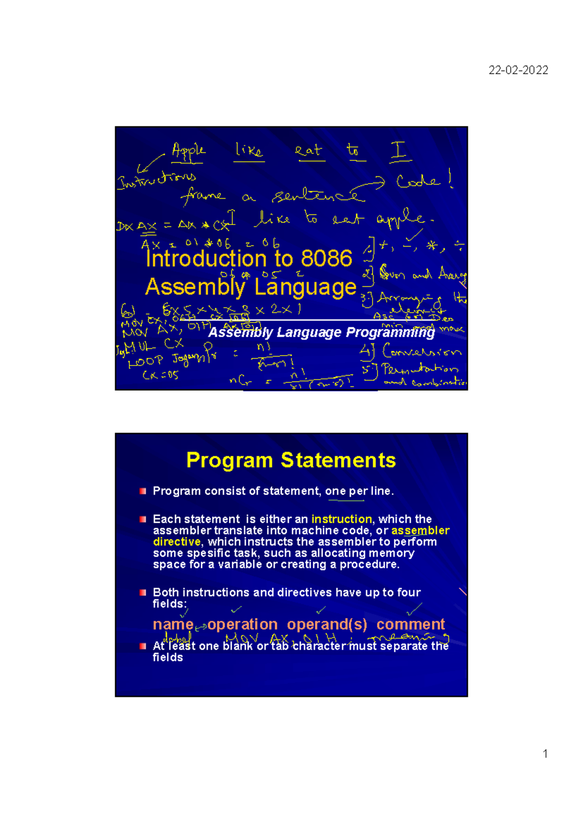 8086 Assembly Language Programming Notes and Examples - Studocu