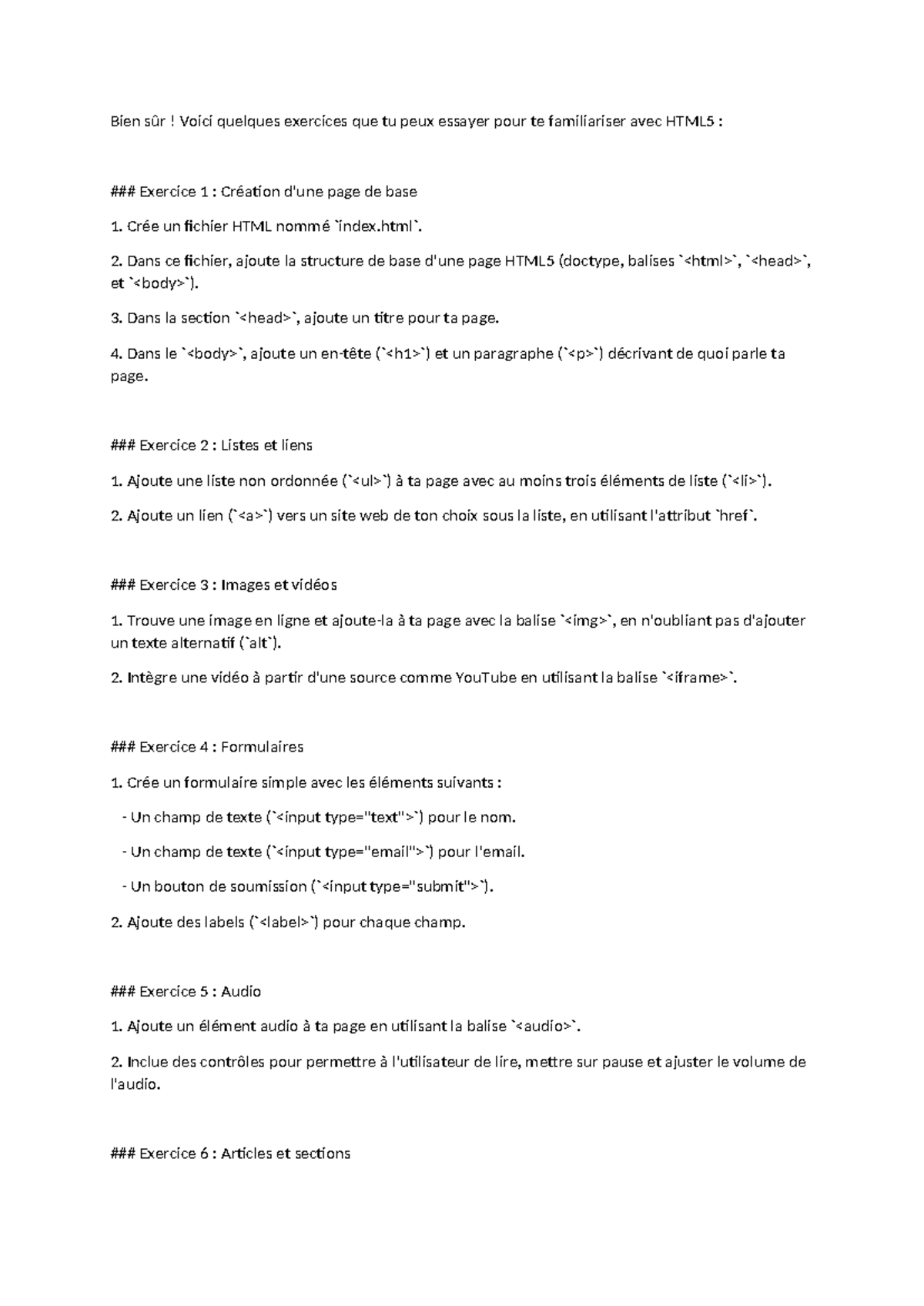 HTML5 Exercises for Fade RG: Practice Basics and Elements - Studocu