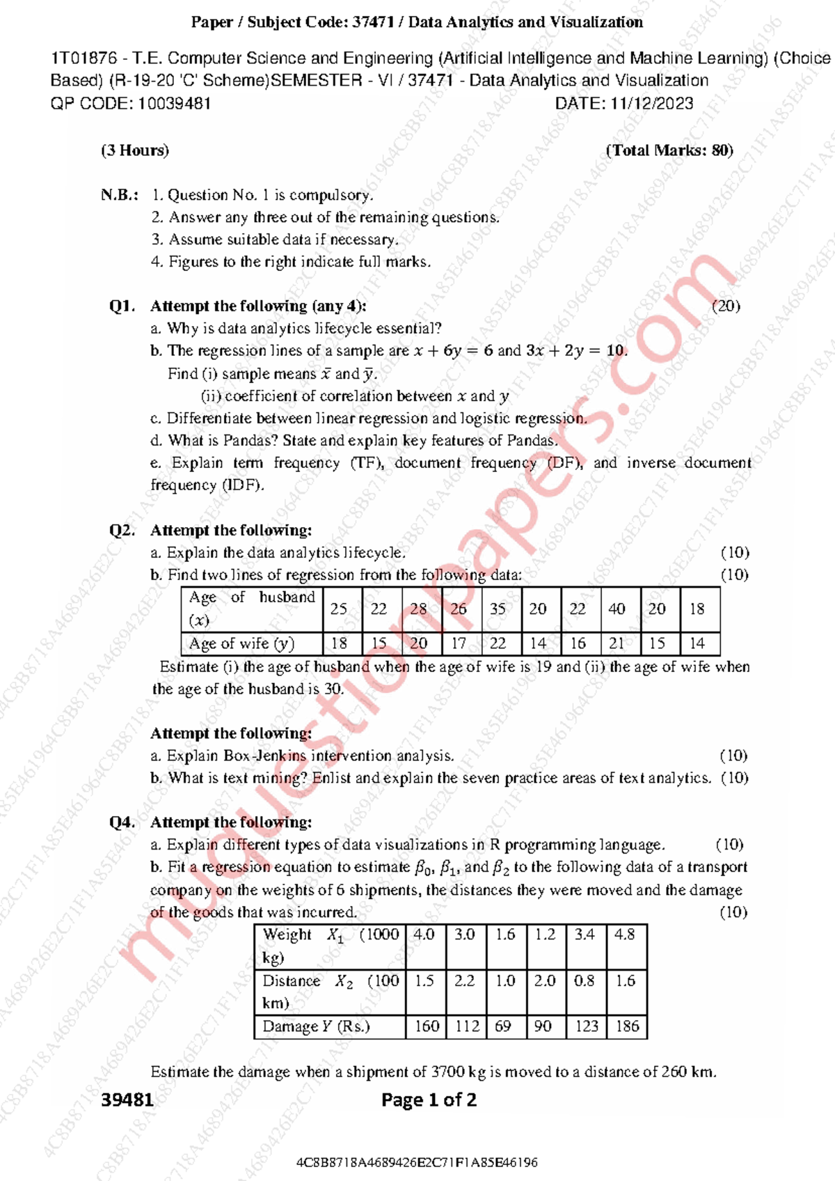 Data Analytics and Visualization (37471) - Exam Paper Summary - Studocu