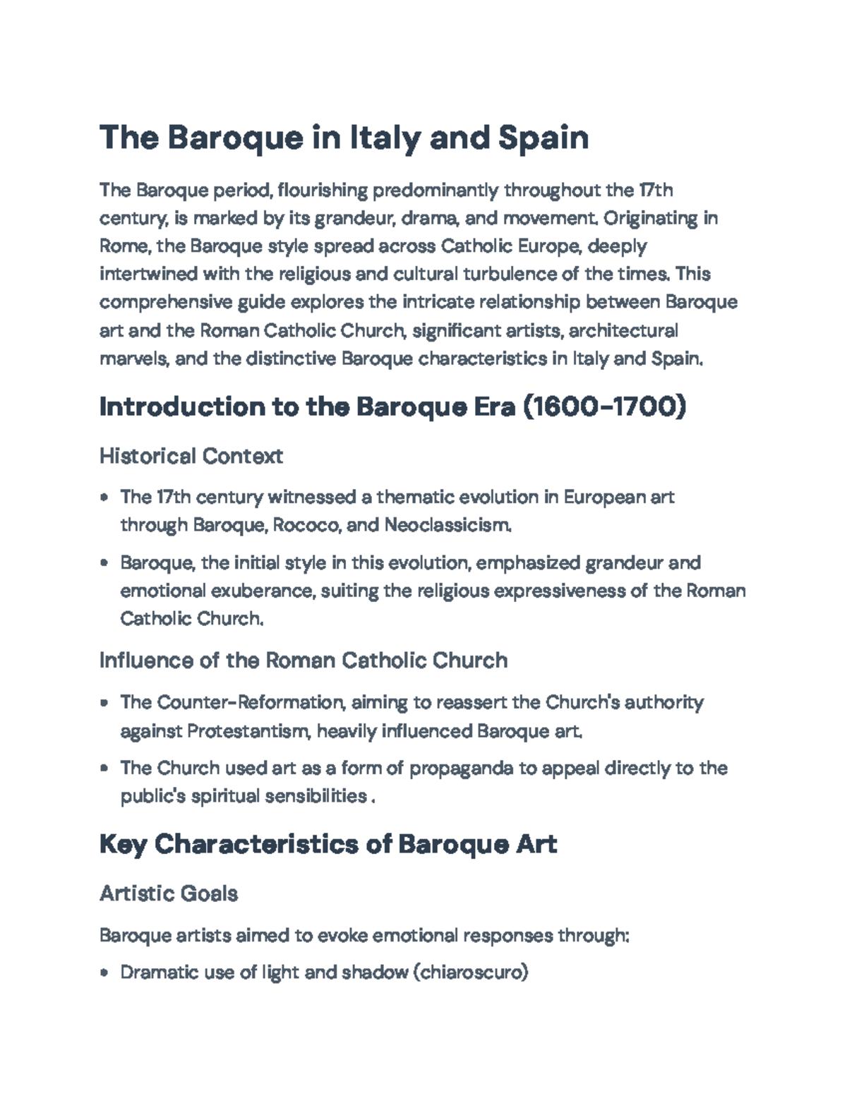 Baroque Art Analysis: Insights from Italy and Spain (Art 301) - The ...