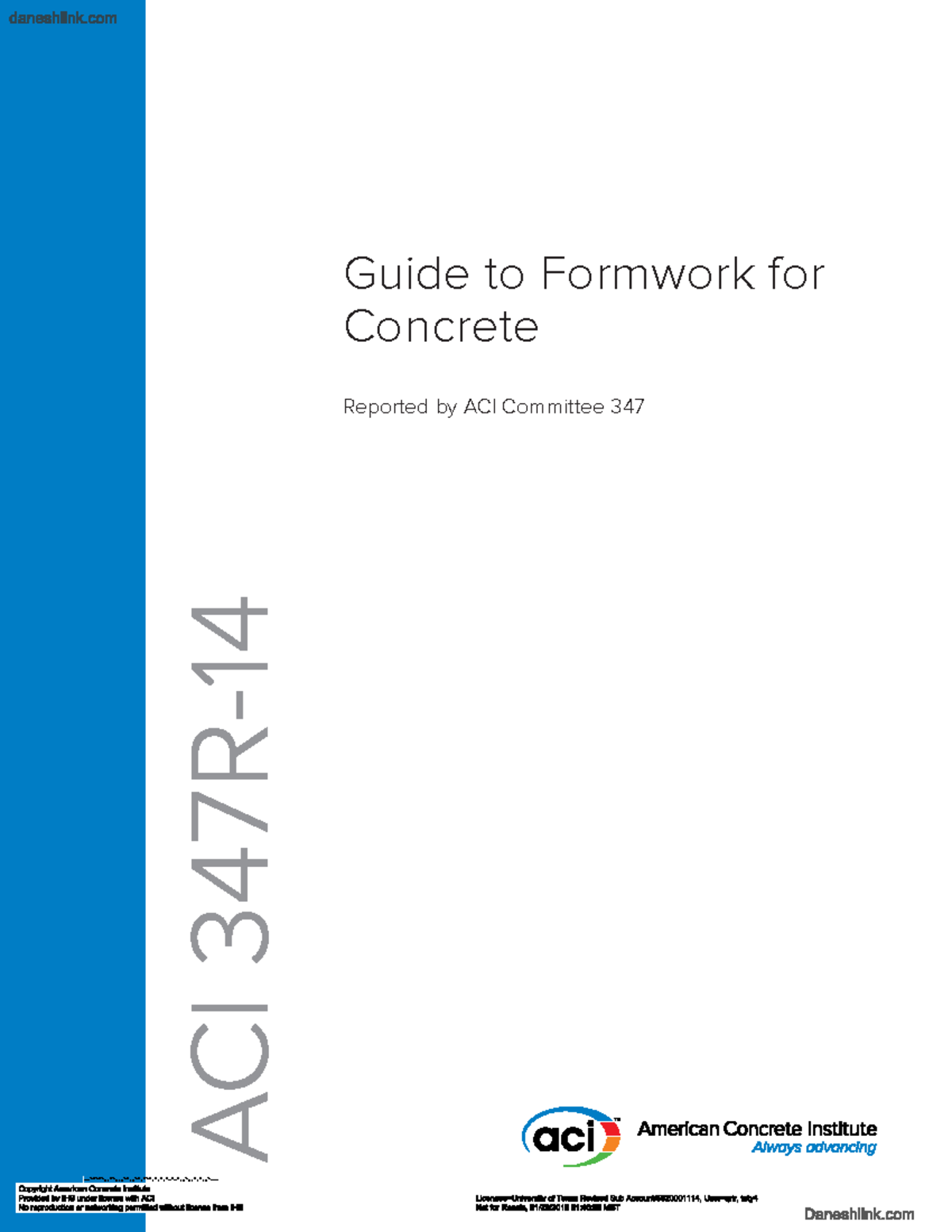 ACI 347 Guide: Comprehensive Overview of Concrete Formwork - Studocu