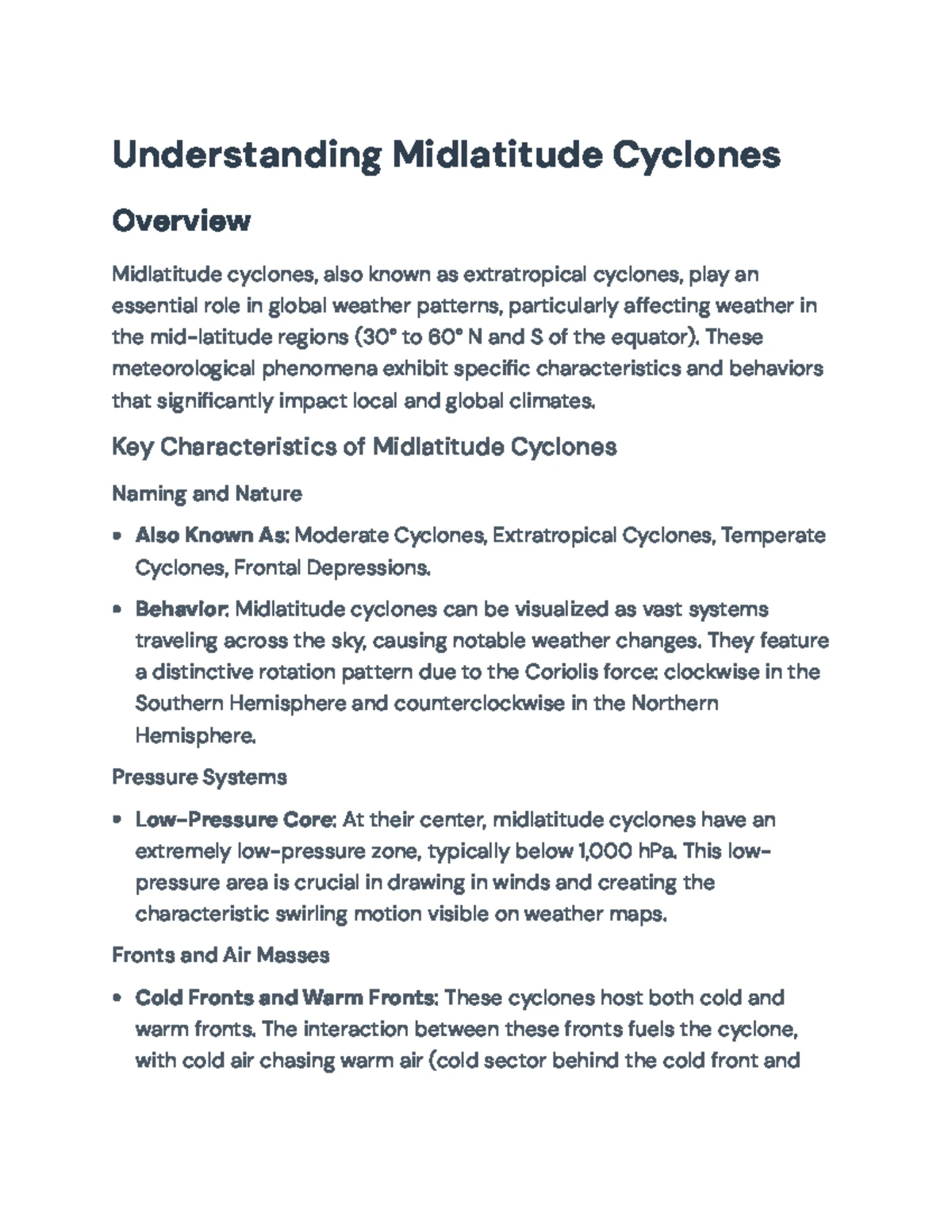 Geography 12E: Overview of Midlatitude Cyclones Lesson Notes - Studocu