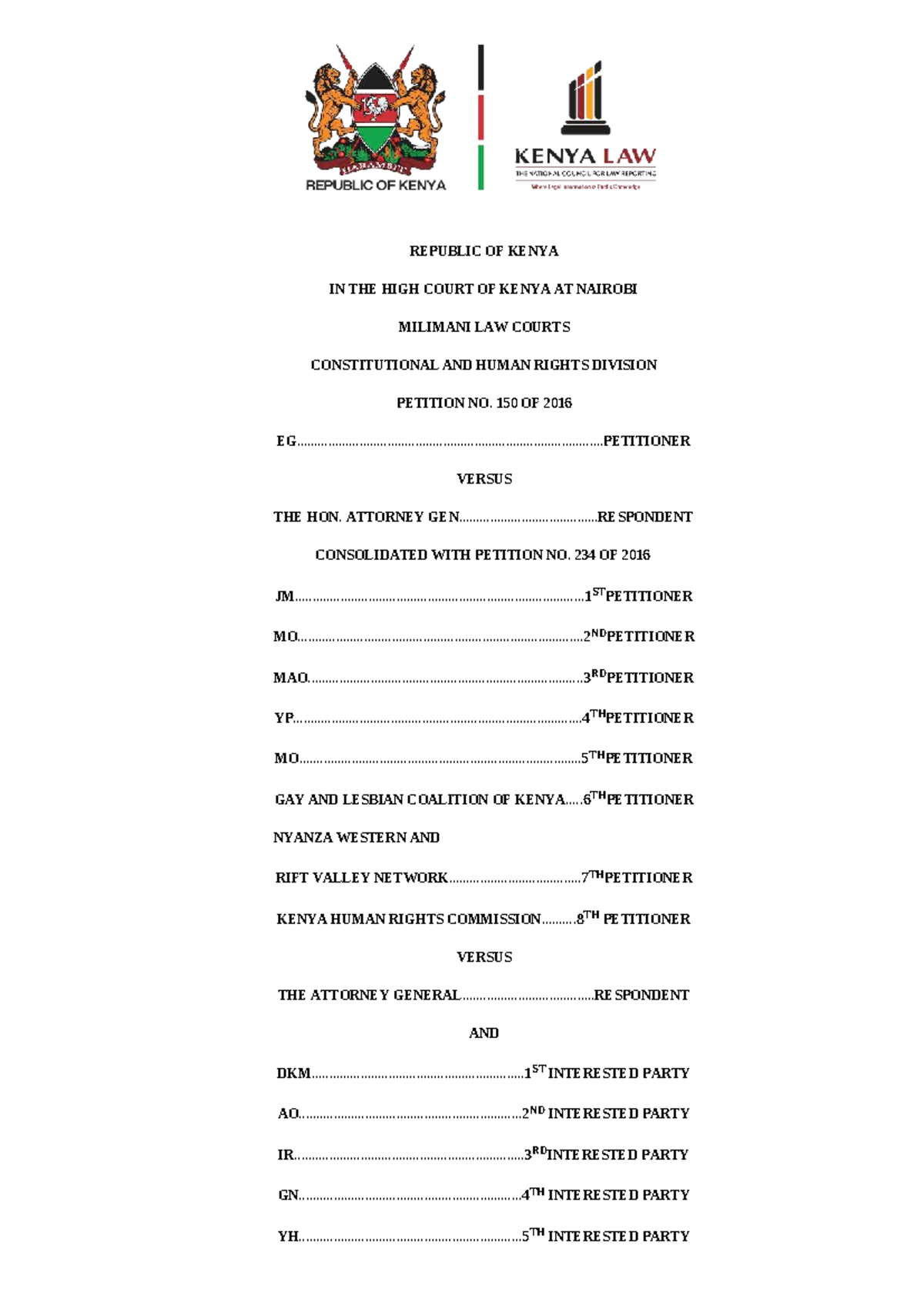 EG & Others v Attorney General: Constitutional Challenge on Penal Code ...
