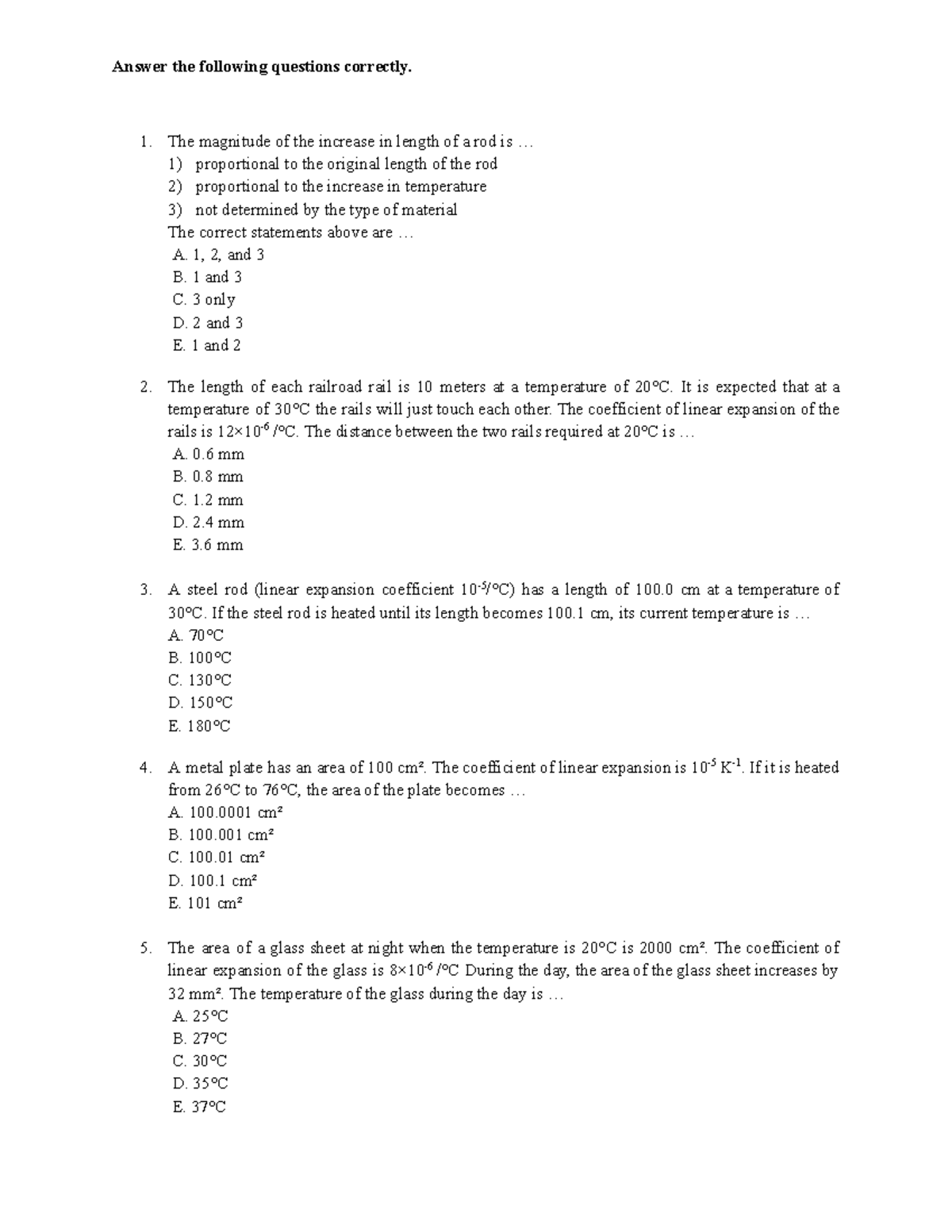 Practice 5: Heat Expansion Effect - Questions & Solutions - Studocu
