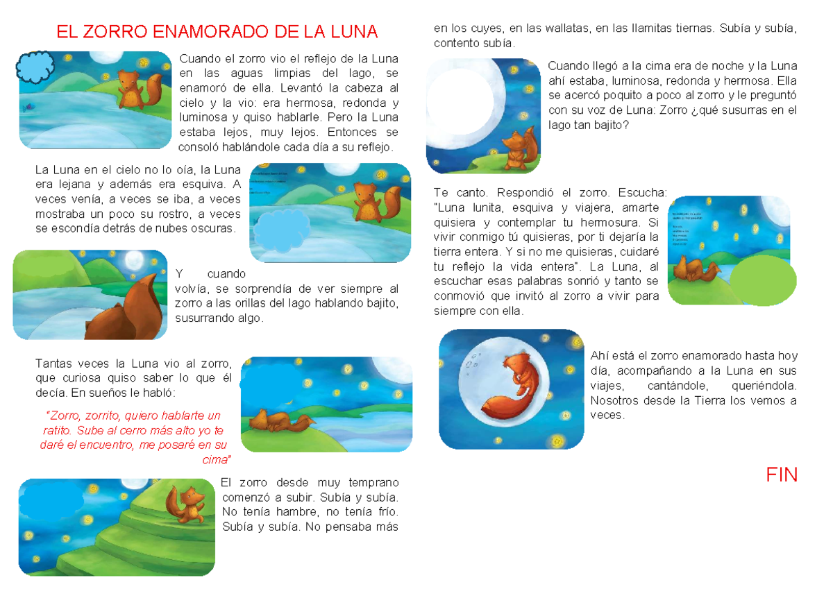 Ficha: EL Zorro Enamorado de la Luna - Un Cuento Poético - Studocu