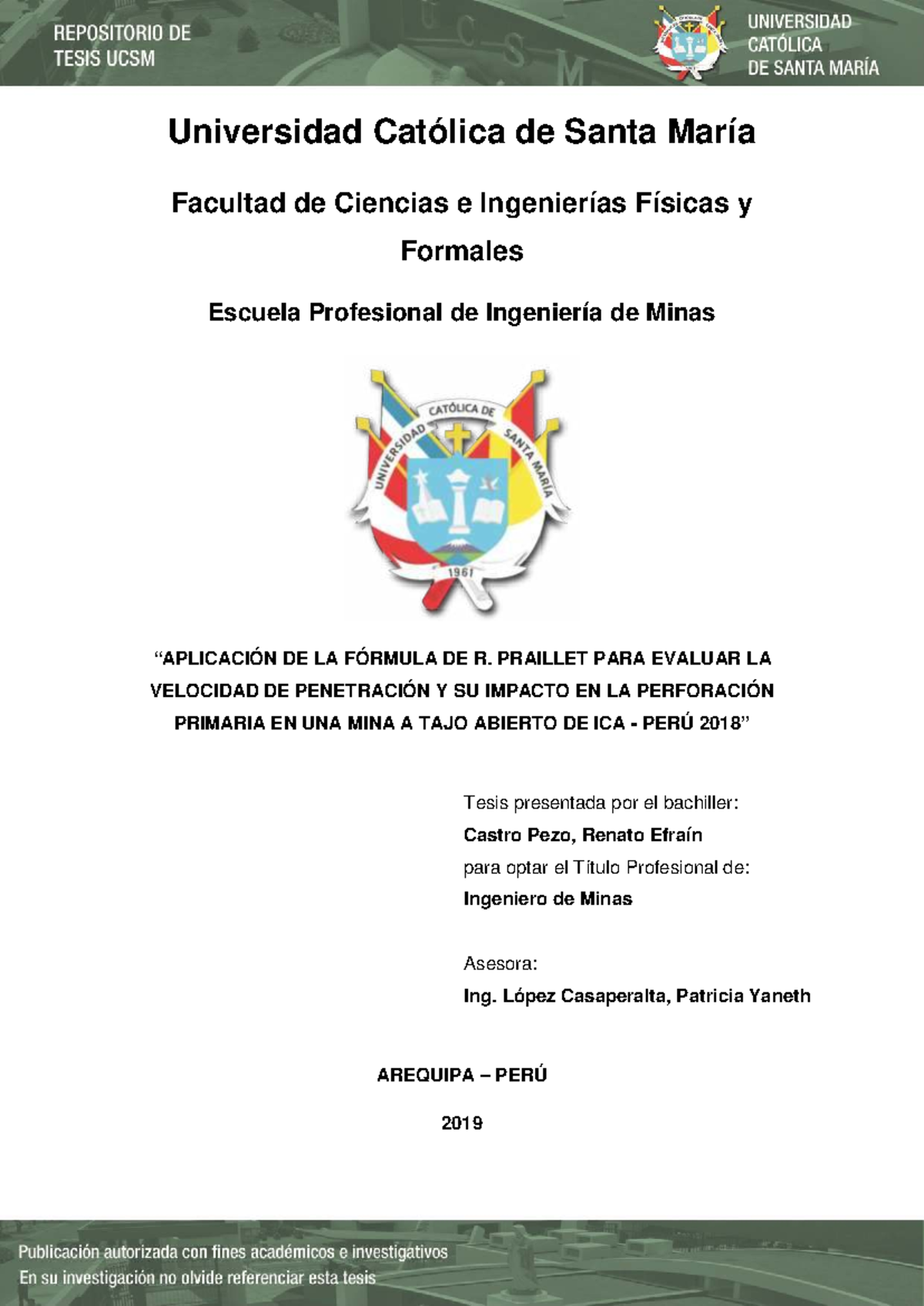 Evaluación de la Velocidad de Penetración en Perforación Primaria ...
