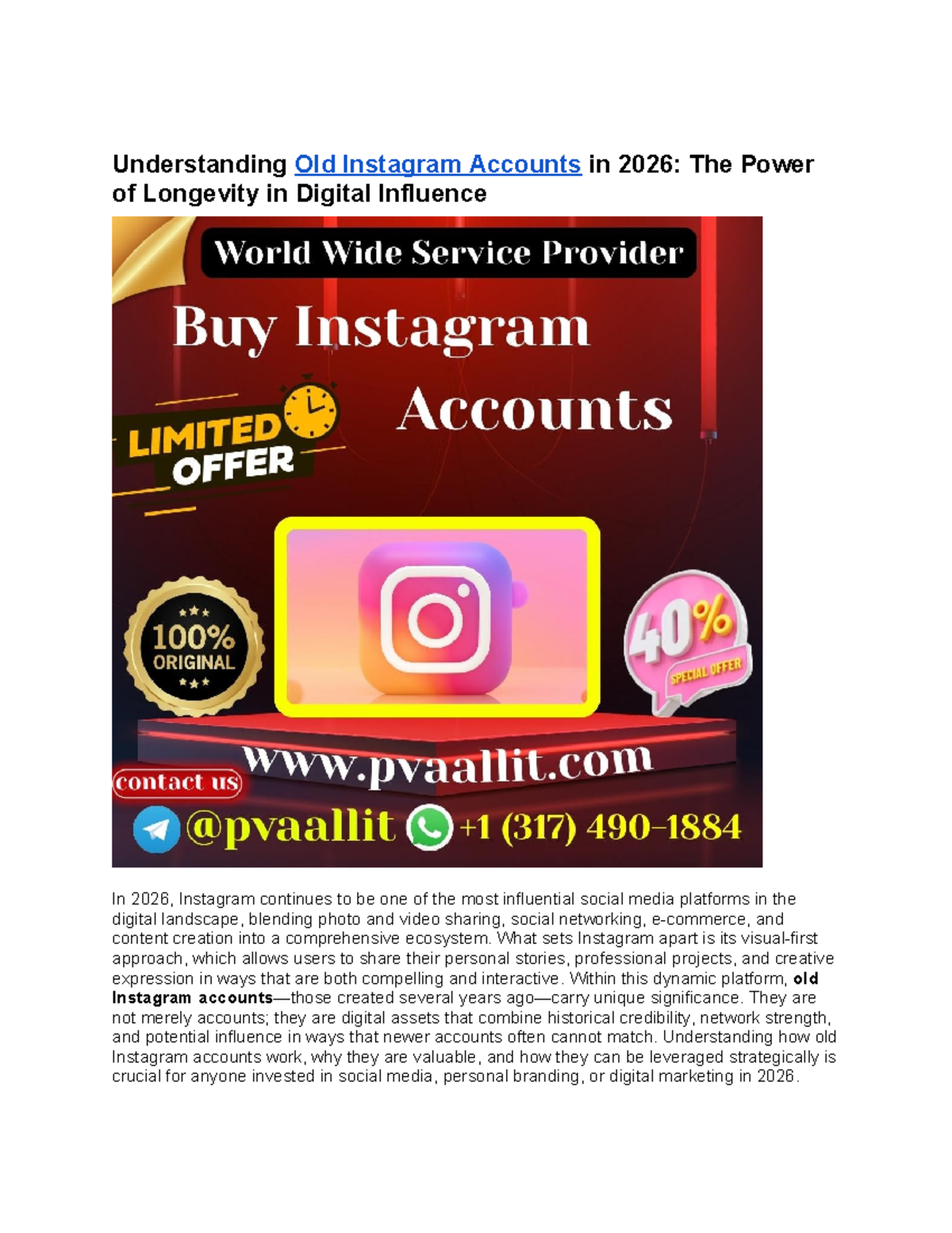 Understanding the Value of Old Instagram Accounts in 2026: A Strategic ...