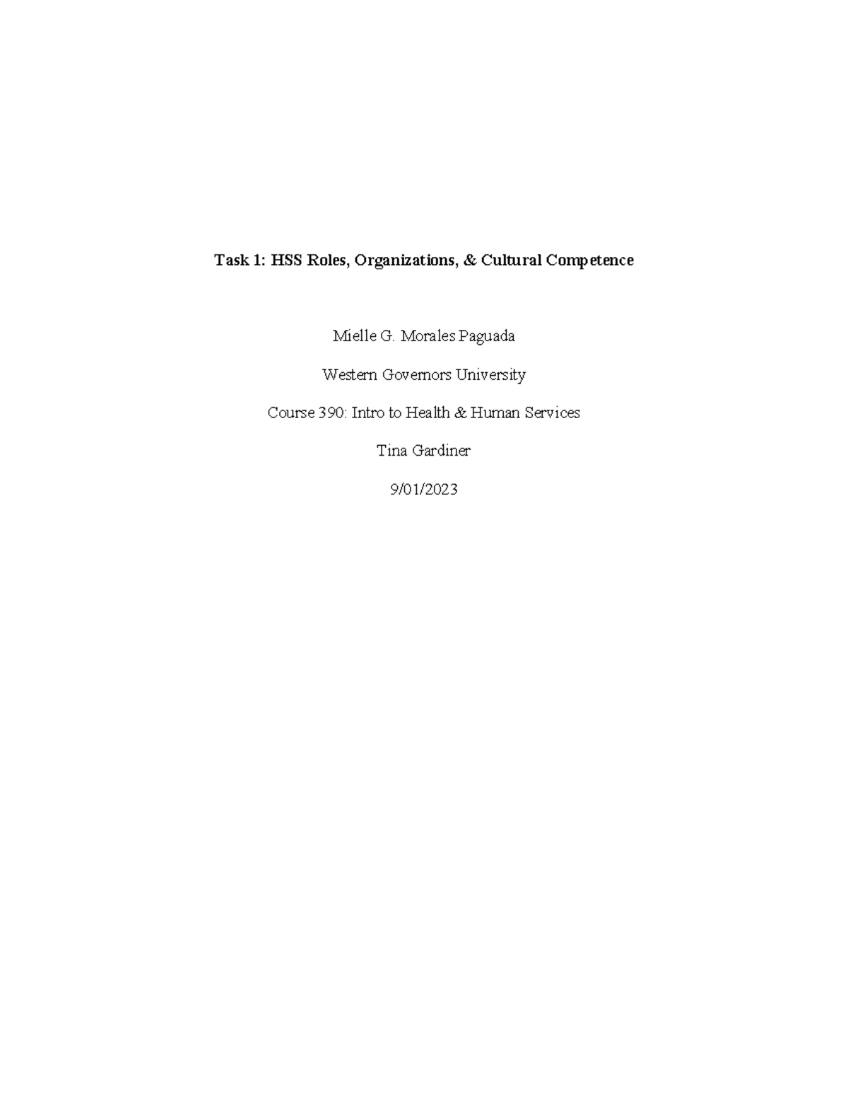 Task 1 Revised Final D390 - Task 1: HSS Roles, Organizations ...