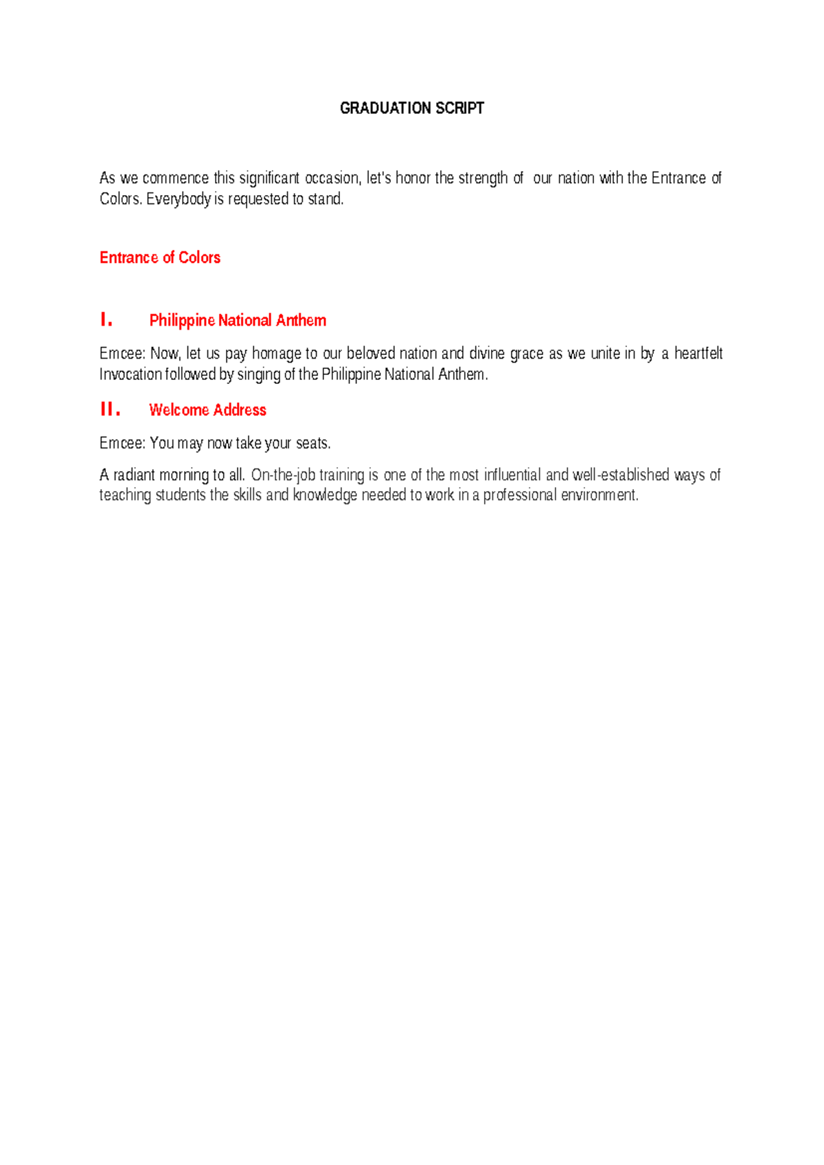 Graduation Script for CAT COLLEGE Ceremony: A Celebration of ...