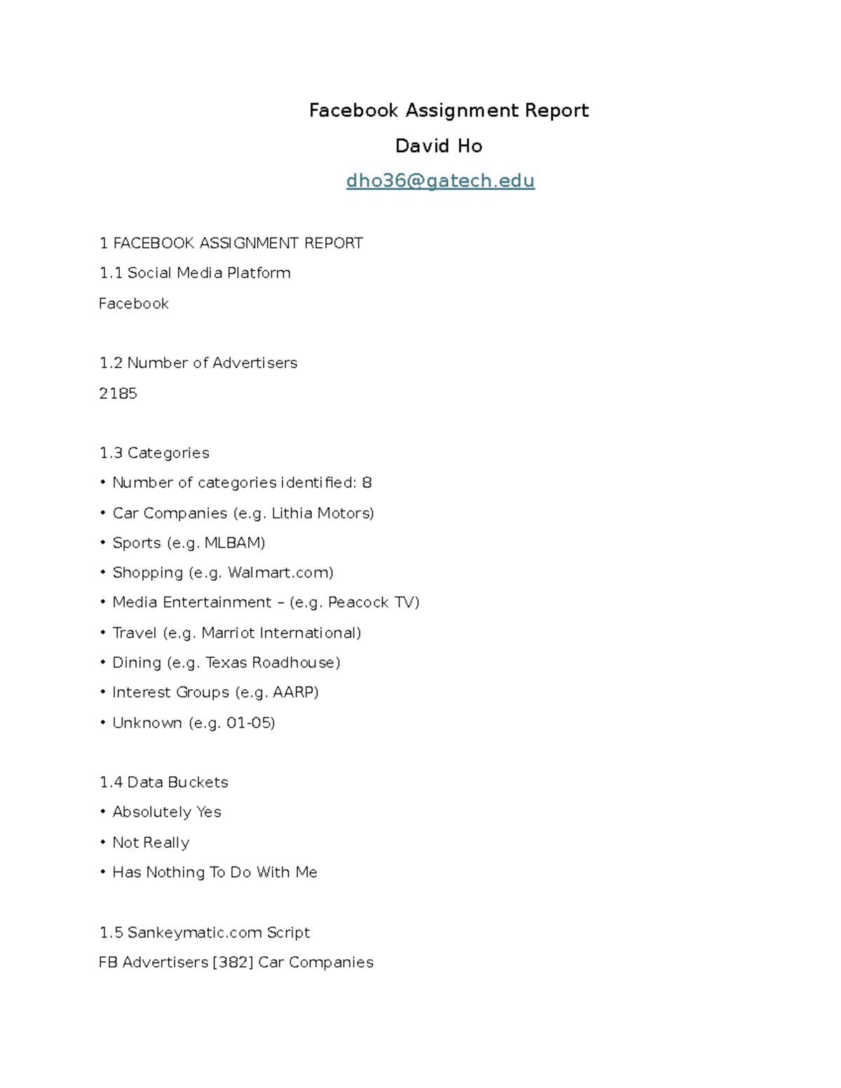 Dho36 Facebook Assignment Report: Analysis of Advertisers and ...