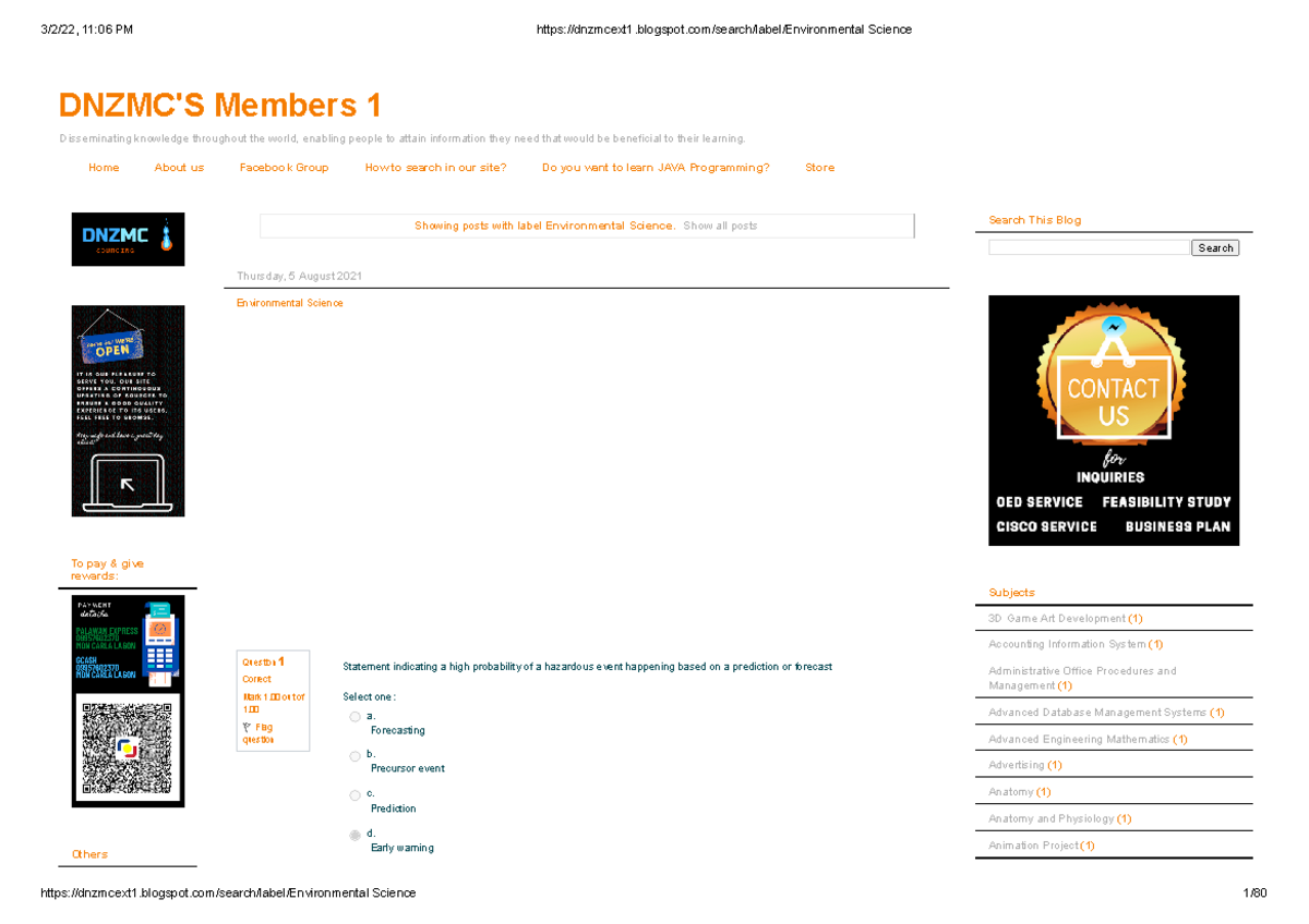 Environmental Science Quiz: Understanding Natural Hazards and Effects ...