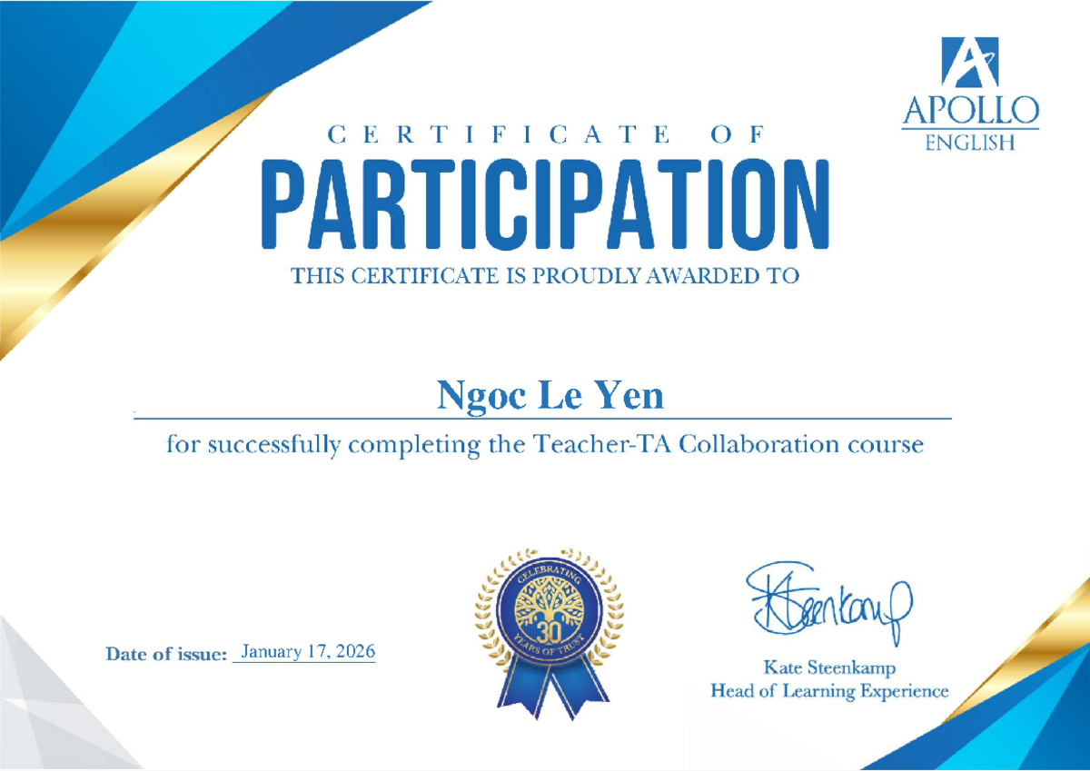 Teacher-TA Collaboration - Nghiên cứu khoa học - A APOLLO CERTIFICATE ...