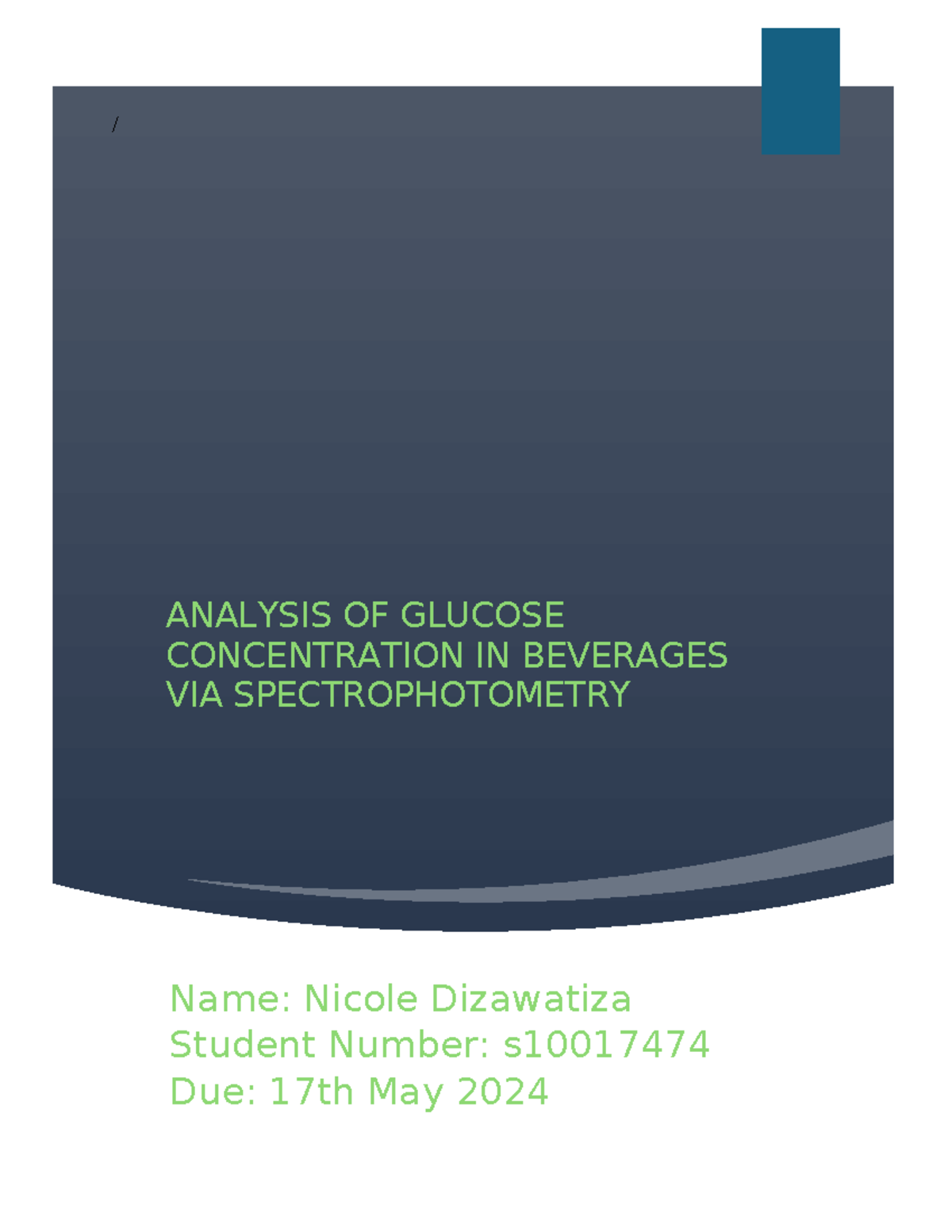 1015MSC Lab Report: Glucose Concentration Analysis in Beverages - Studocu