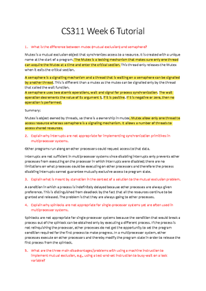 CS311 Week 7 Tutorial 6 Solution - CS311: Operating Systems Week 7 ...