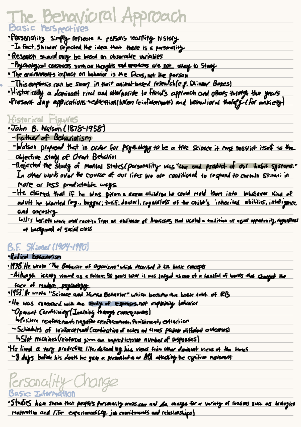 101 - Intro to Psychology: Behavioral Approach Study Notes - Studocu