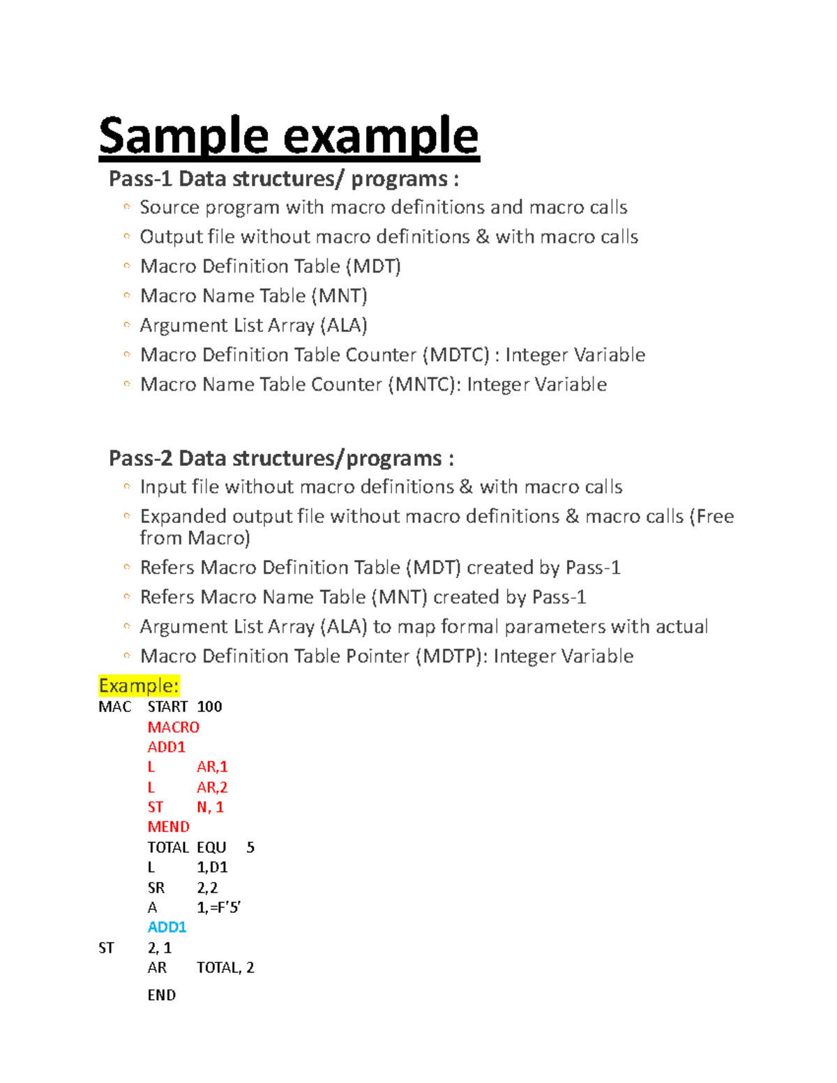 SPOS - Unit 2 - Example of Macro Definitions and Calls - Studocu