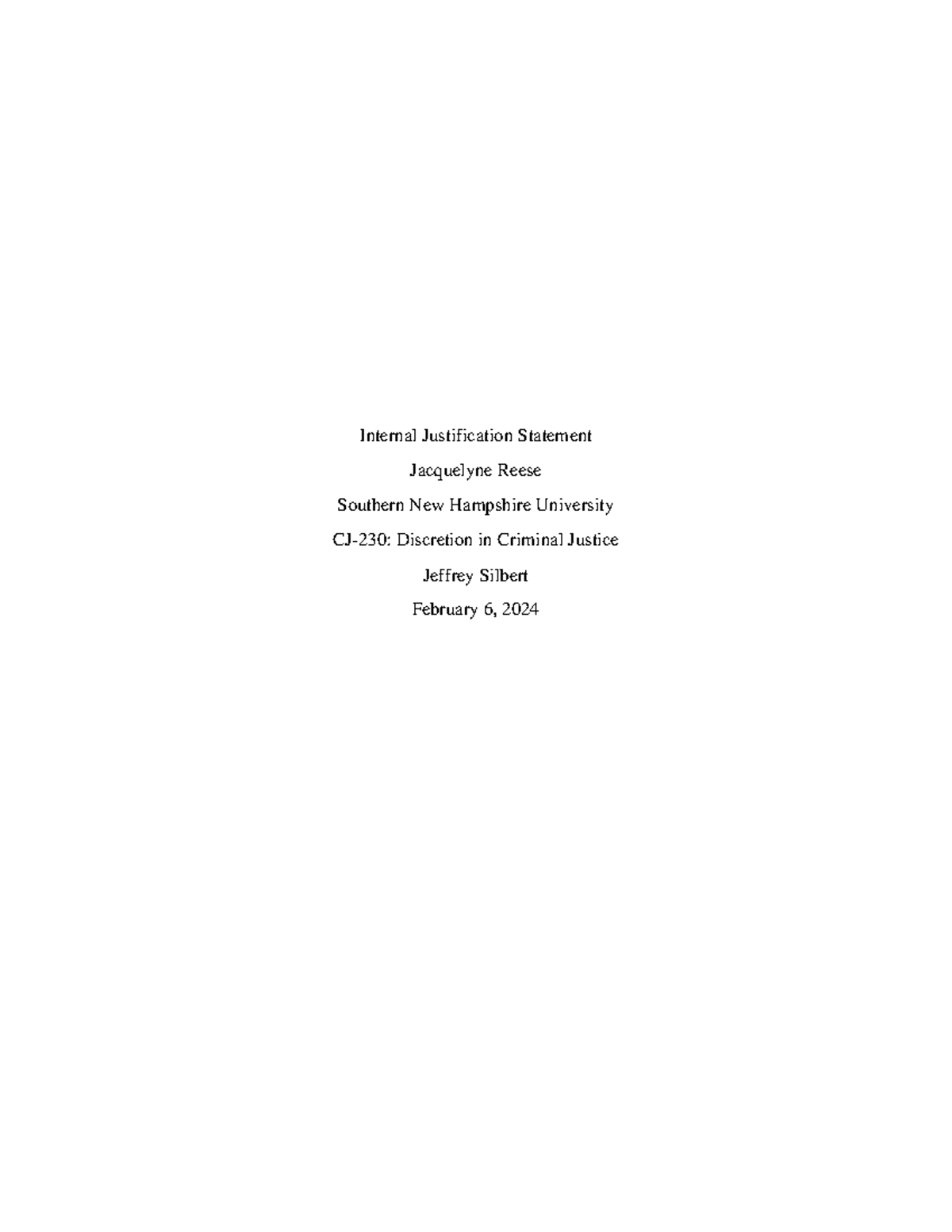 CJ-230 Internal Justification Statement on Discretion in Law ...