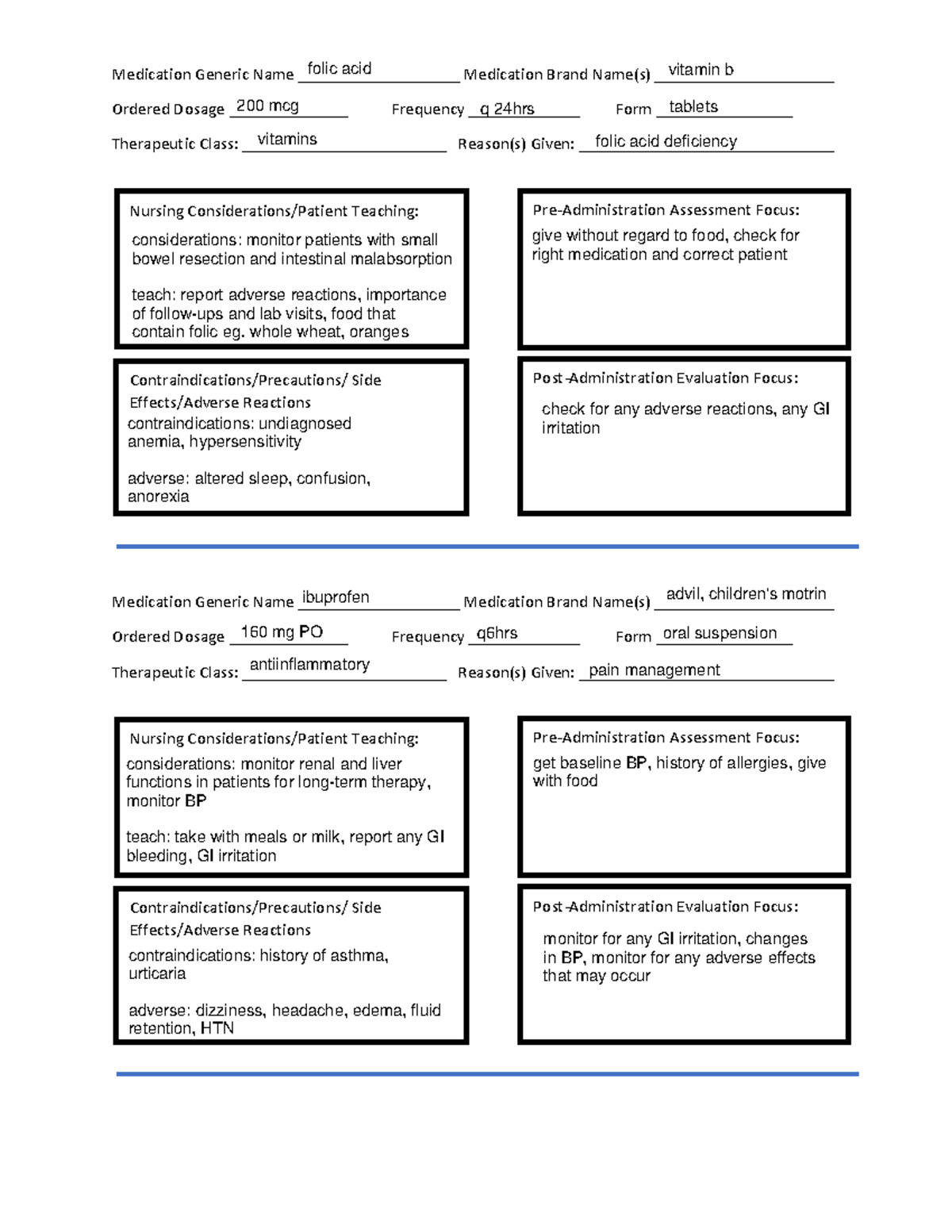 Peds med card 2 - Brittany long vsim - Medication Generic Name ...