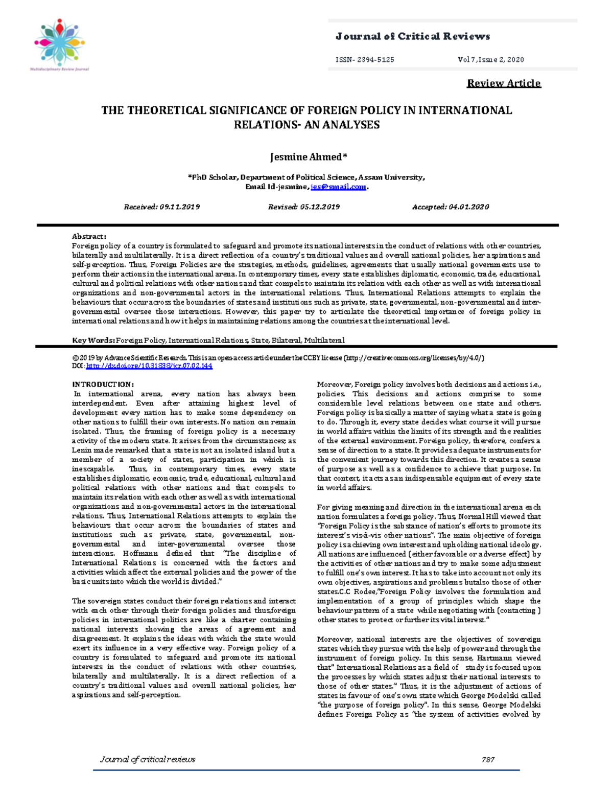 Theoretical Significance of Foreign Policy in International Relations ...