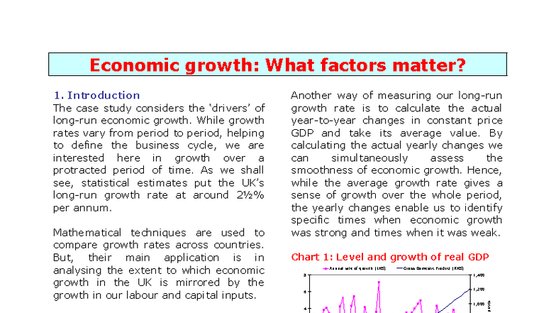 Long Run Economic Growth: Factors Influencing UK GDP Trends - Studocu