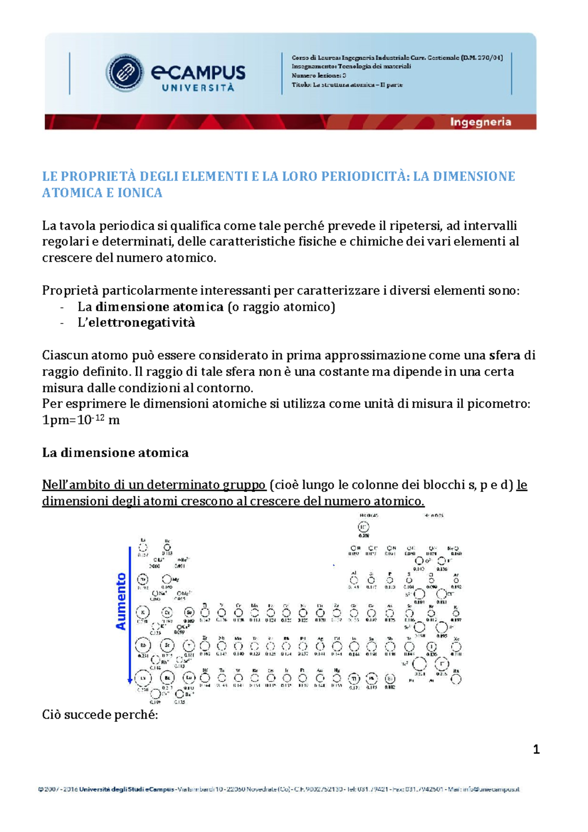 14 Dimensione atomica e ionica - LE PROPRIETÀ DEGLI ELEMENTI E LA LORO ...