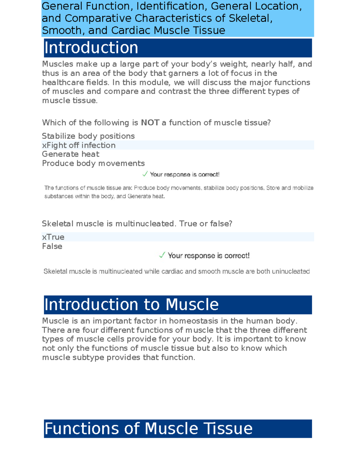 General Functions and Comparative Characteristics of Muscle Tissues ...